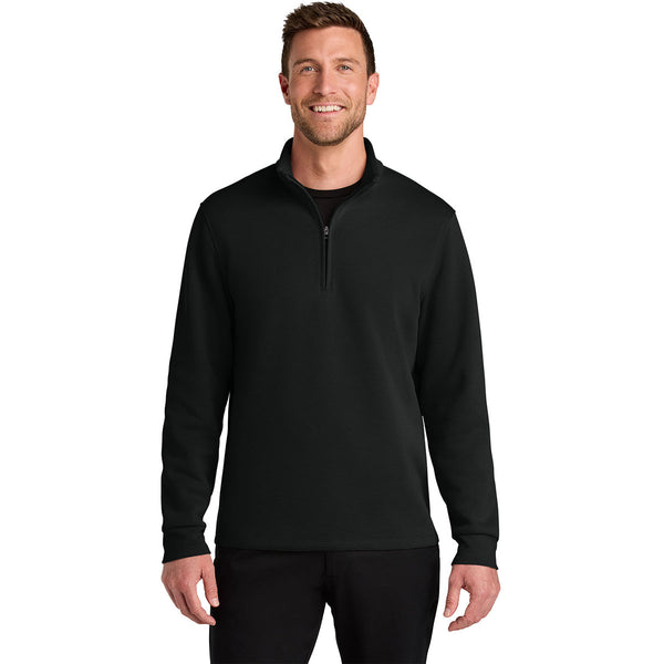 Port Authority Men's Deep Black Wearever Signature Double Pique 1/4-Zi