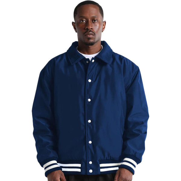Shaka Wear Unisex Navy Collared Varsity Jacket