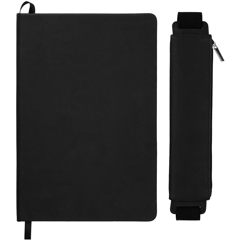 Leed's Black FUNCTION Office Hard Bound Notebook with Pen Pouch