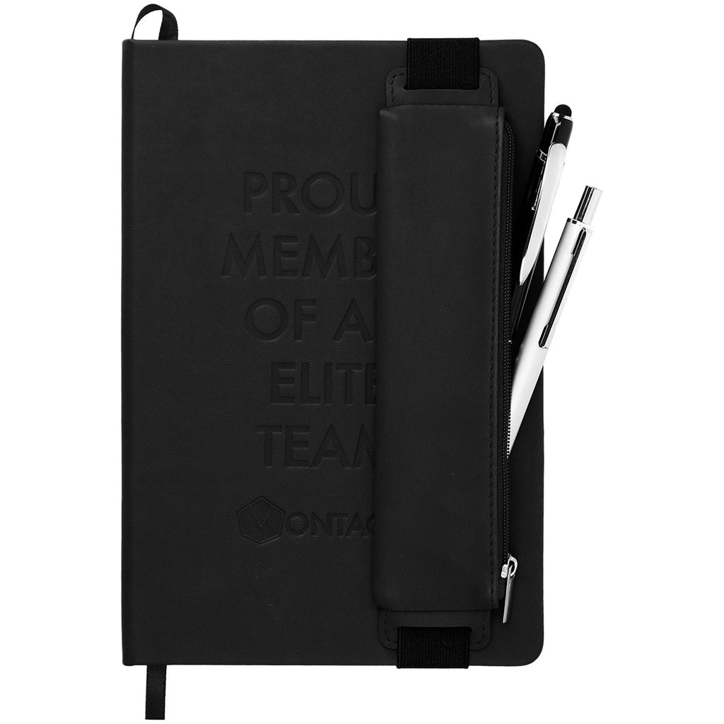 Leed's Black FUNCTION Office Hard Bound Notebook with Pen Pouch