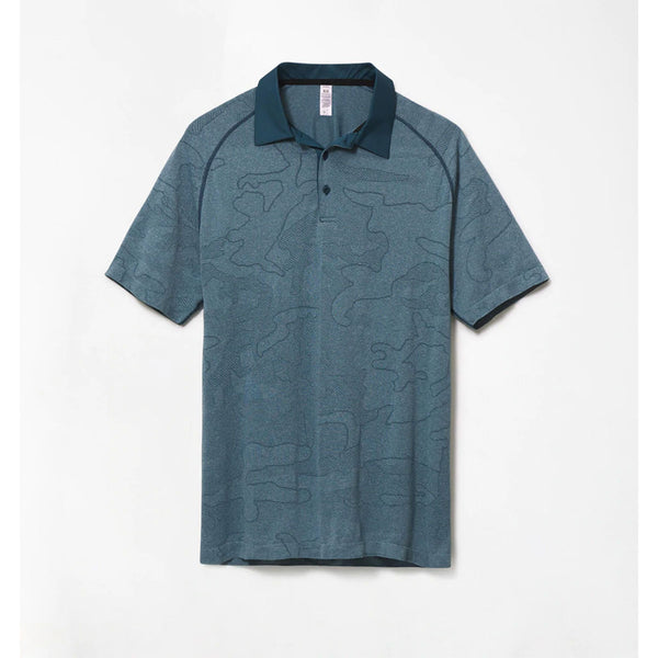 UNRL Men's Azure Camo Knit Polo