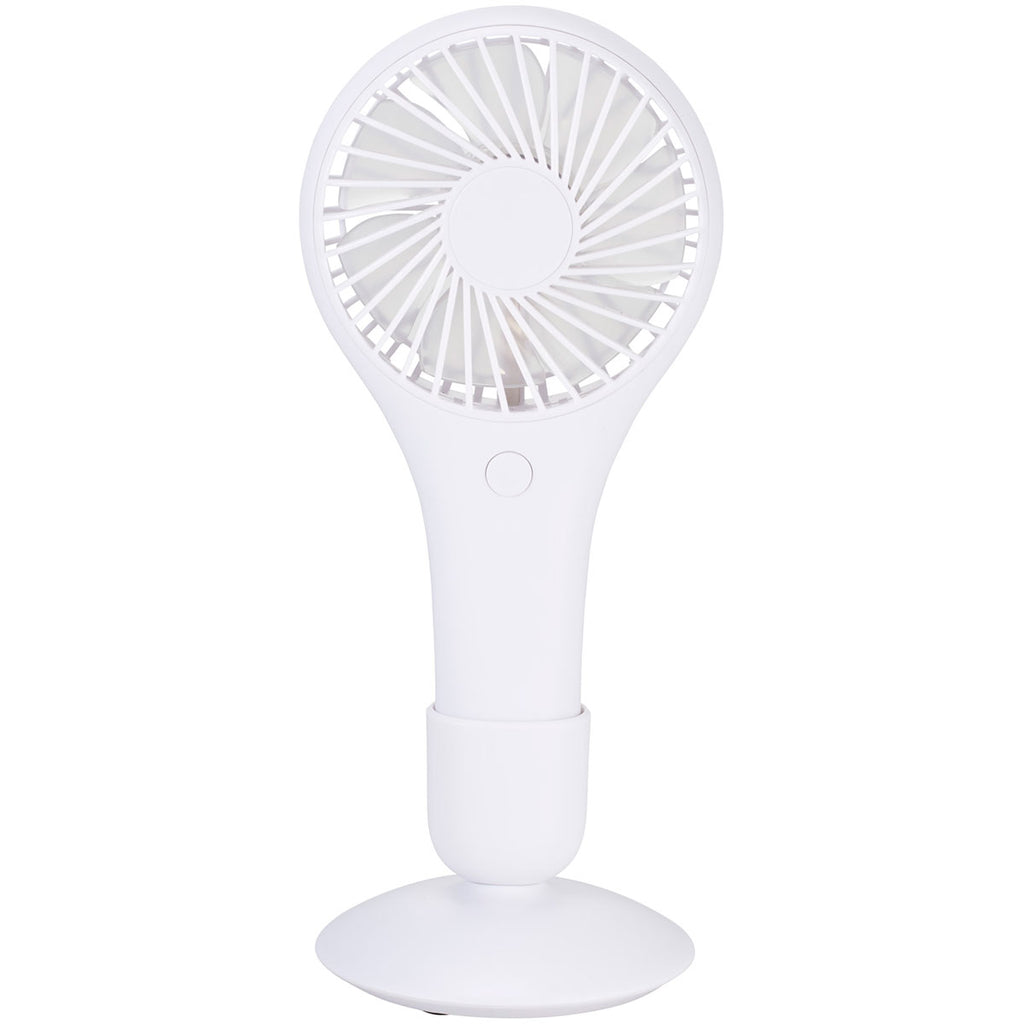 Leed's White Portable Hand Fan with Holder
