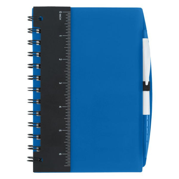 Good Value Blue 5" x 7" Ruler Notebook with Flags and Stylus Pen