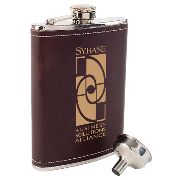 Coleman Leather Covered Tailgater Silver Flask