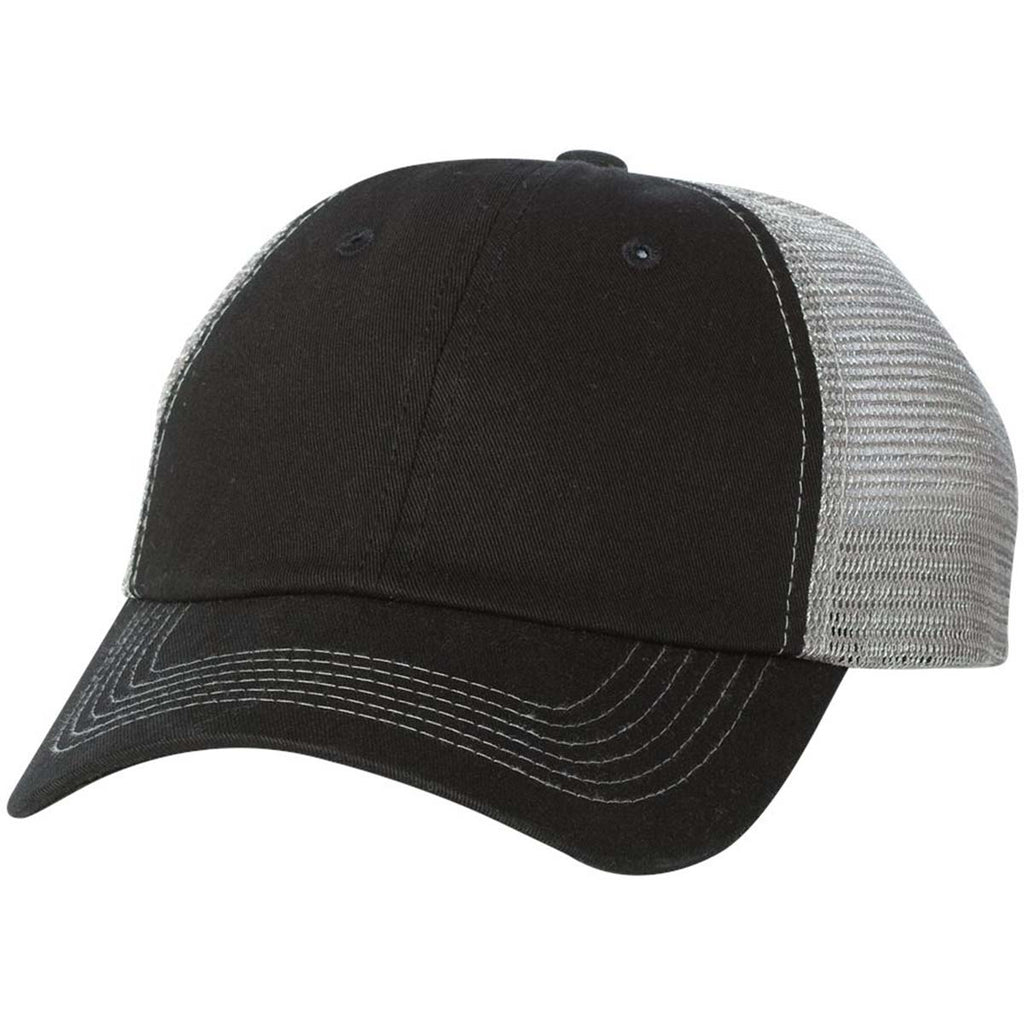Sportsman Black/Grey Contrast Stitch Mesh Cap
