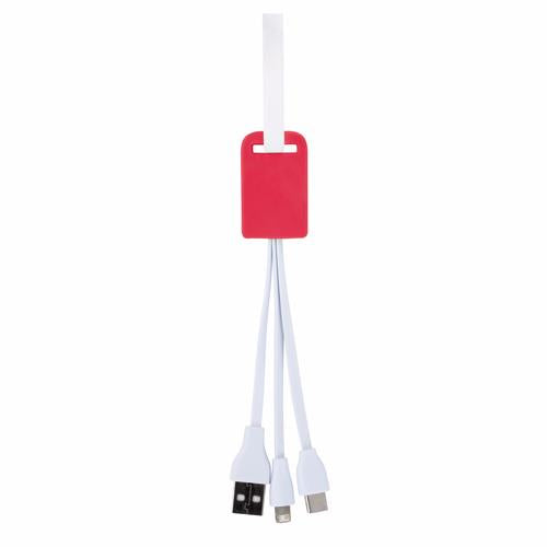 Good Value Red Dual Charging Cable with USB-C and Phone Strap