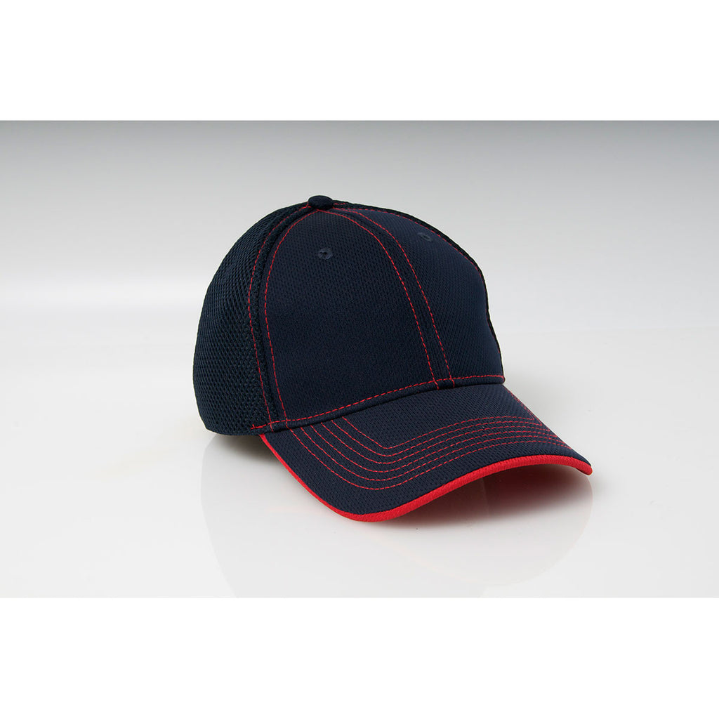 Pacific Headwear Navy/Red Velcro Adjustable Soft Trucker Mesh Contrast