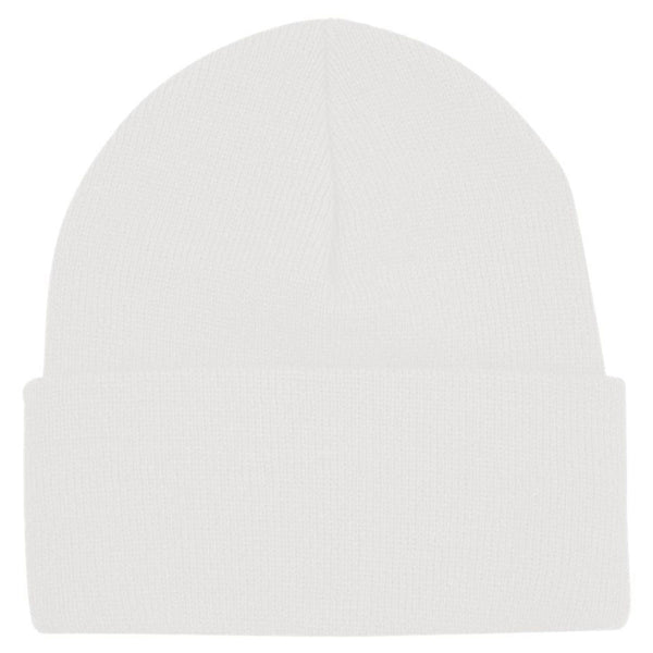 Bayside White USA-Made 12 Inch Knit Beanie