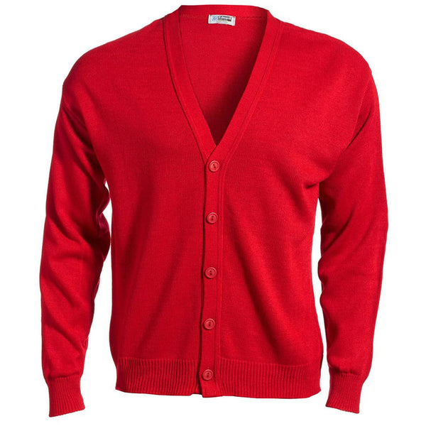 Edwards Unisex Red Jersey Knit Acrylic Cardigan