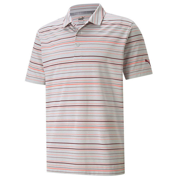 Puma Golf Men's Zinfandel/Georgia Peach Mattr Fine Stripe Golf Polo