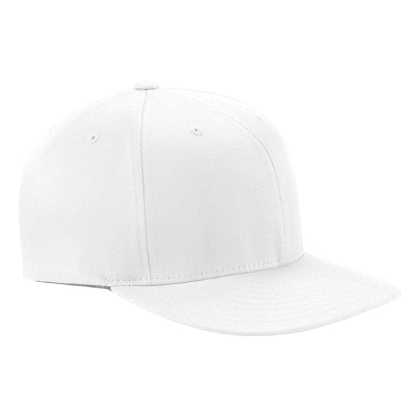 Flexfit White Wooly Twill Pro Baseball On-Field Shape Cap with Flat Bi