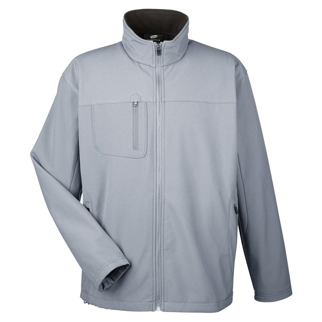 UltraClub Men's Medium Grey Ripstop Soft Shell Jacket with Cadet Colla