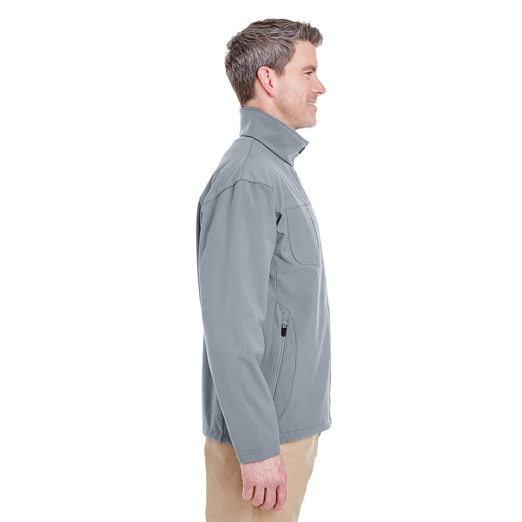 UltraClub Men's Medium Grey Ripstop Soft Shell Jacket with Cadet Colla