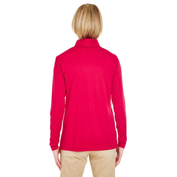 UltraClub Women's Red Cool & Dry Sport Performance Interlock Quarter-Z