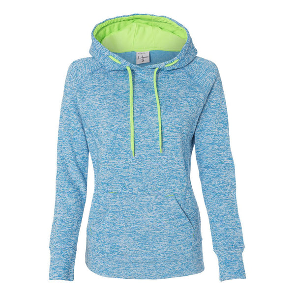 J. America Women's Electric Blue/Neon Green Cosmic Fleece Contrast Hoo