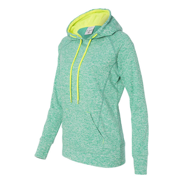 J. America Women's Emerald/Neon Yellow Cosmic Fleece Contrast Hooded P