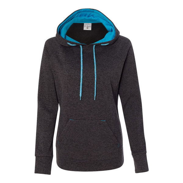 J. America Women's Onyx Fleck/Electric Blue Cosmic Fleece Contrast Hoo