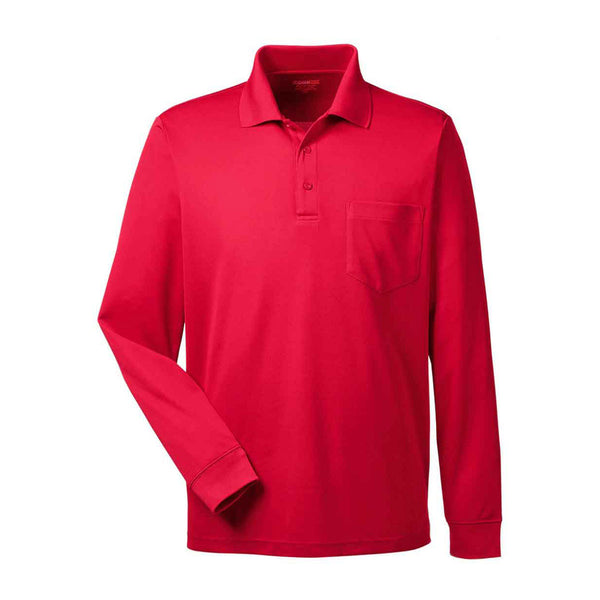 Core 365 Men's Classic Red Pinnacle Performance Pique Long-Sleeve Polo