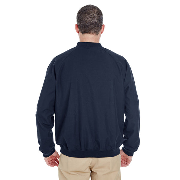 UltraClub Men's Navy/Navy Long-Sleeve Microfiber Crossover V-Neck Wind