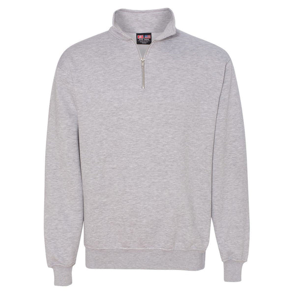 Bayside Men's Dark Ash USA-Made Quarter Zip Pullover Sweatshirt
