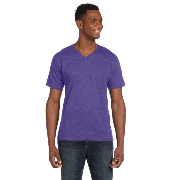 Anvil Men's Heather Purple Lightweight V-Neck T-Shirt