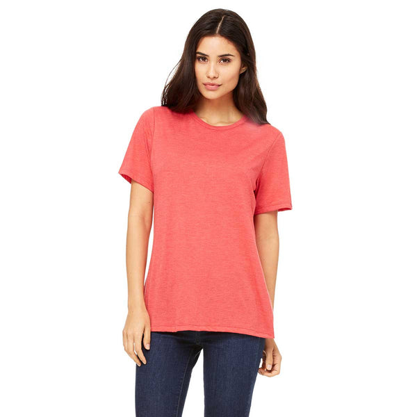 Bella + Canvas Women's Red Triblend Relaxed Jersey Short-Sleeve T-Shir