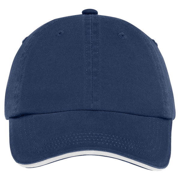 Port Authority Ensign Blue/White Sandwich Bill Cap with Striped Closur
