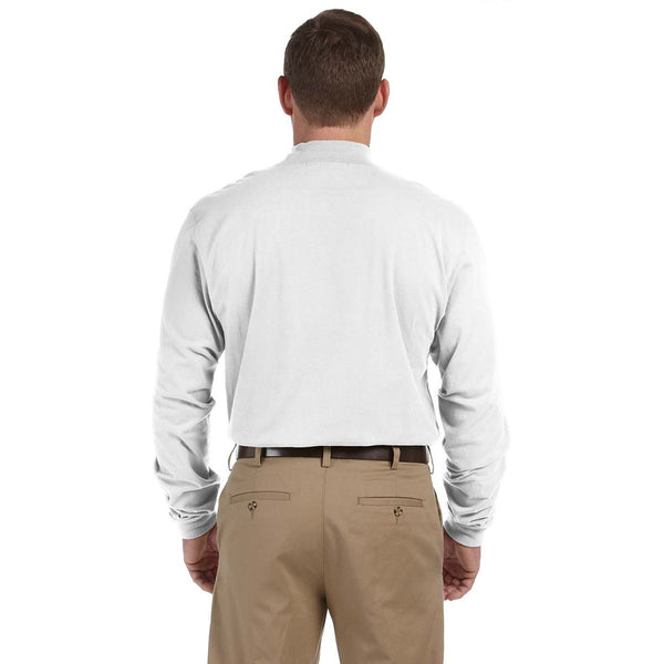Devon & Jones Men's White Sueded Cotton Jersey Mock Turtleneck