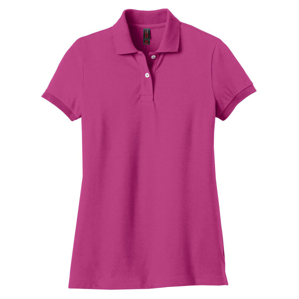 District Made Women's Pink Raspberry Stretch Pique Polo