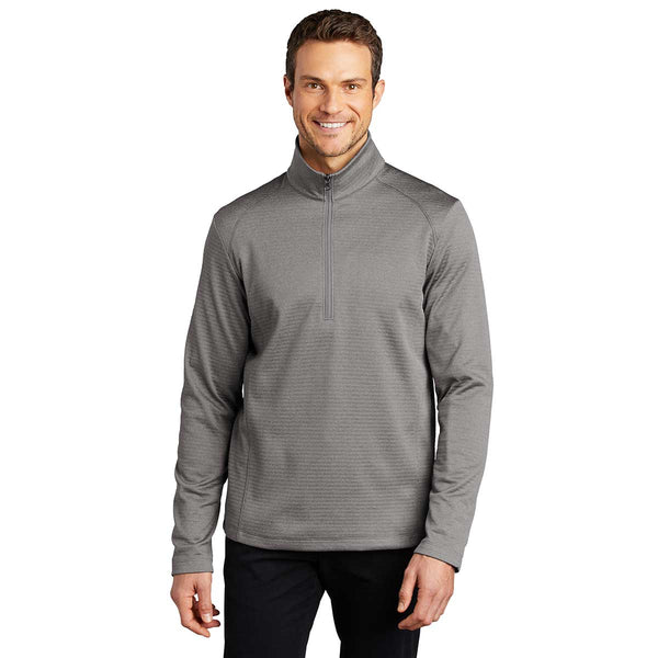 Port Authority Men's Gusty Grey Heather Diamond Fleece Quarter Zip Pul