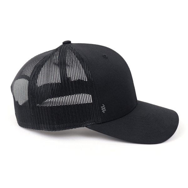 Zusa Black/Black Open Road Trucker Cap | Custom Trucker Hats | Merch