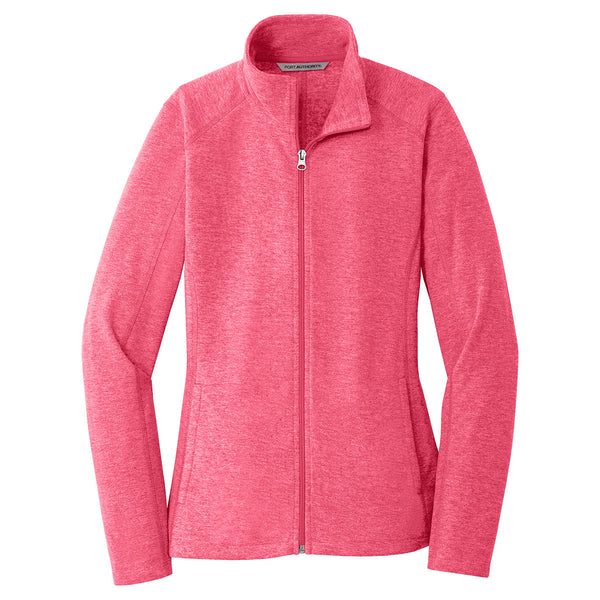 Port Authority Women's Pink Raspberry Heather Microfleece Full-Zip Jac
