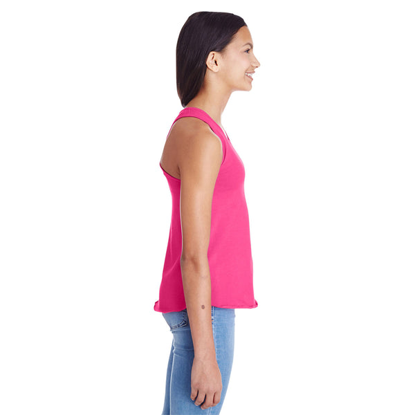 LAT Girl's Hot Pink Relaxed Racerback Premium Jersey Tank