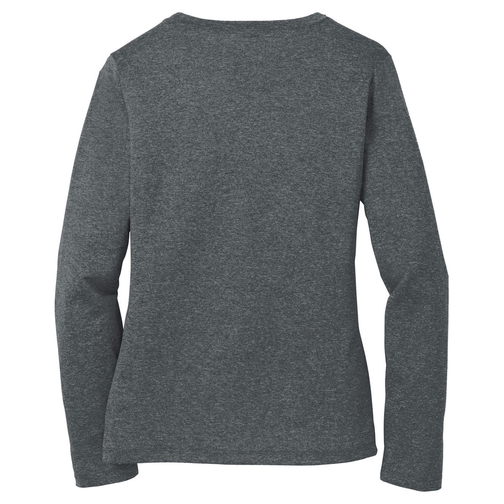 Sport-Tek Women's Graphite Heather Long Sleeve Heather Contender V-Nec