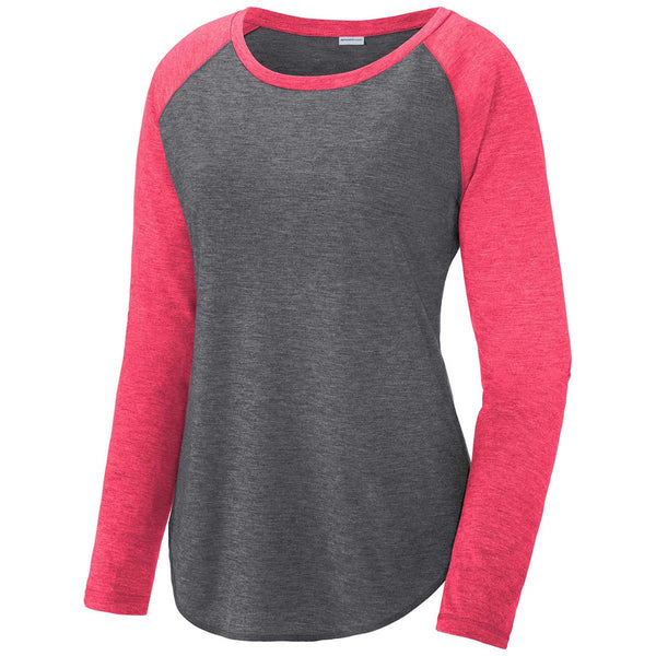 Sport-Tek Women's Pink Raspberry Heather/Dark Grey Heather PosiCharge