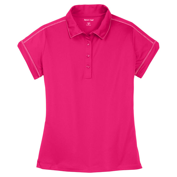 Sport-Tek Women's Pink Raspberry Contrast Stitch Micropique Sport-Wick