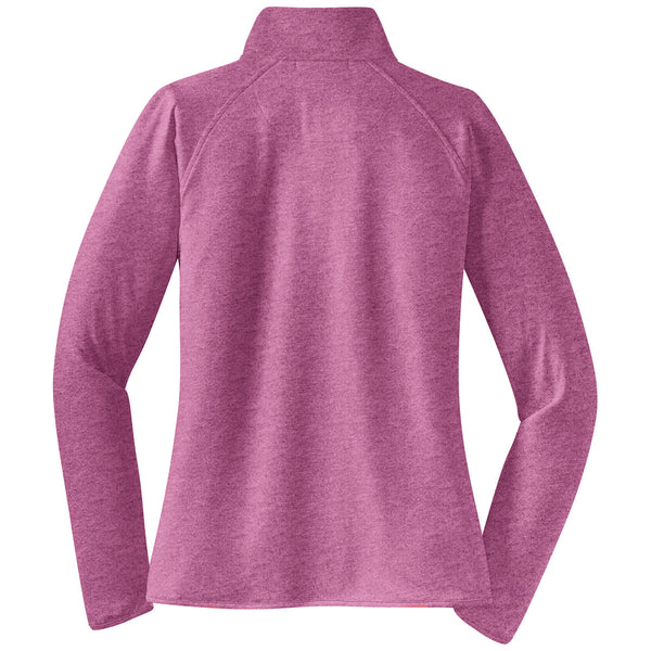 Sport-Tek Women's Pink Rush Heather Sport-Wick Stretch 1/4-Zip Pullove