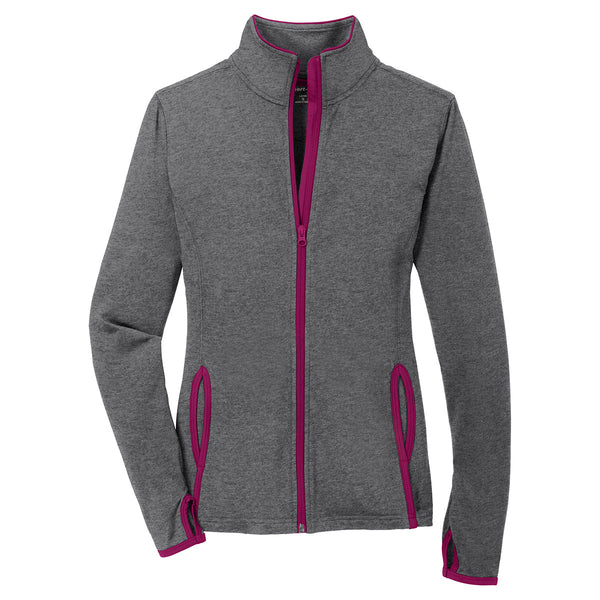 Sport-Tek Women's Charcoal Grey Heather/Pink Rush Sport-Wick Stretch C