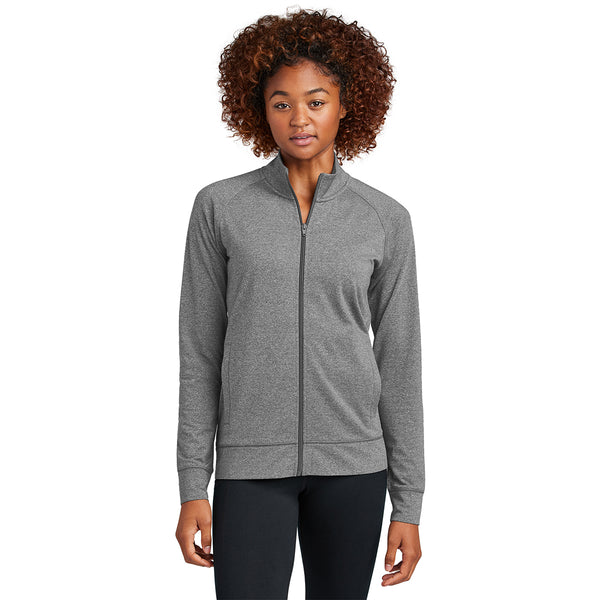 Sport-Tek Women's Charcoal Grey Heather Sport-Wick Stretch Full-Zip Ca