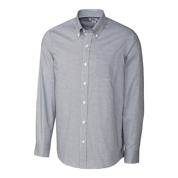 Cutter & Buck Men's Black L/S Tailored Fit Tattersall Dress Shirt