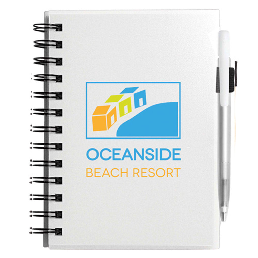 BIC White Plastic Cover Notebook with Matching BIC Media Pen