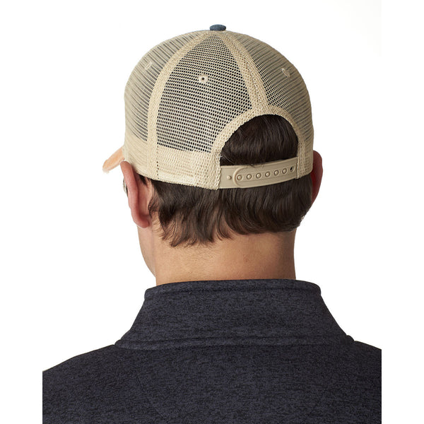Adams Men's Navy/ Tangerine 6-Panel Pigment-Dyed Distressed Trucker Ca