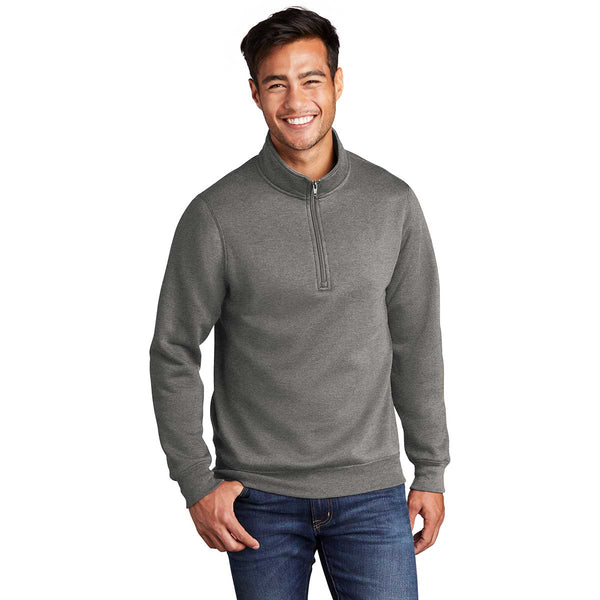 Port & Company Men's Graphite Heather Core Fleece 1/4 Zip Pullover Swe