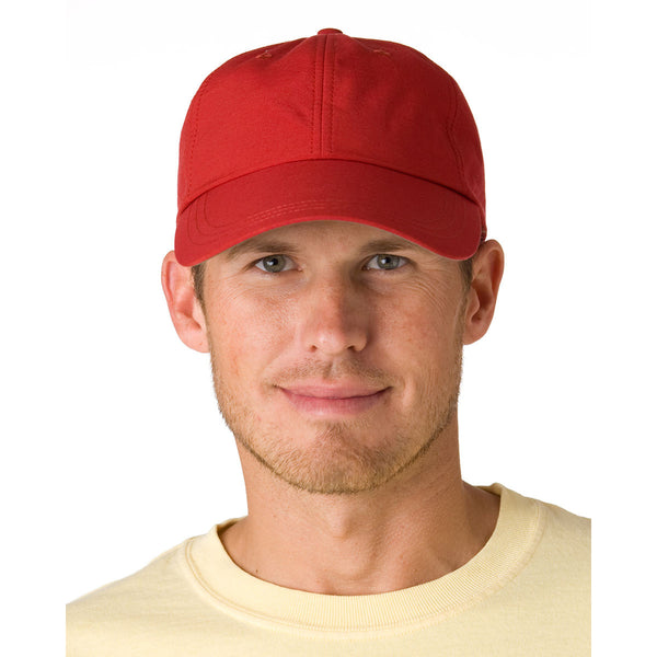 Adams Men's Nautical Red 6-Panel UV Low-Profile Cap with Elongated Bil