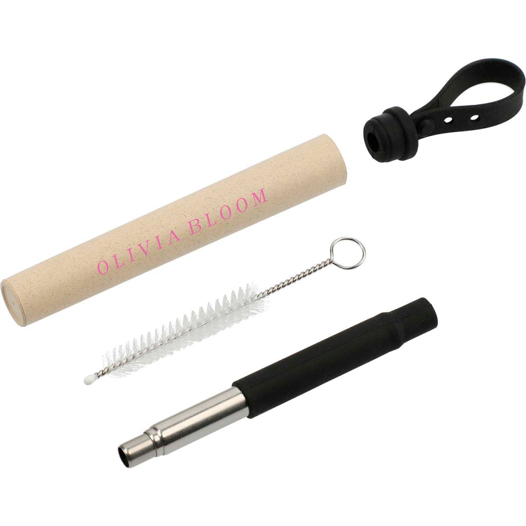 Bullet Beige Reusable Stretchable Stainless Steel Straw with EcoTube