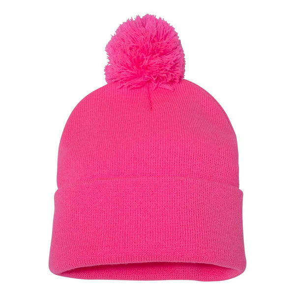 Sportsman Neon Pink Pom-Pom 12" Knit Beanie