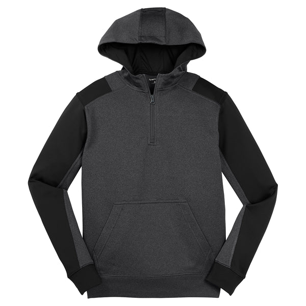 Sport-Tek Men's Graphite Heather/Black Tech Fleece Colorblock 1/4-Zip