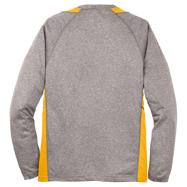 Sport-Tek Men's Vintage Heather/ Gold Long Sleeve Heather Colorblock C