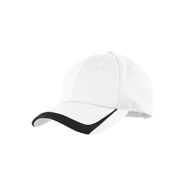 Sport-Tek White/Black Pique Colorblock Cap