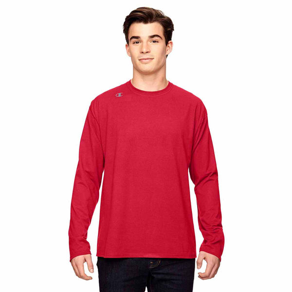 Champion Men's Sport Red Vapor Cotton Long-Sleeve T-Shirt